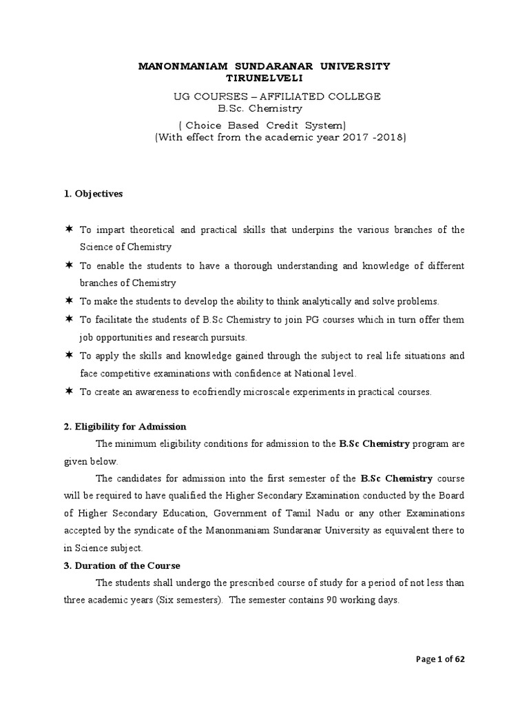 MSU B.Sc Chemistry Syllabus Overview | PDF | Entropy | Second Law Of ...
