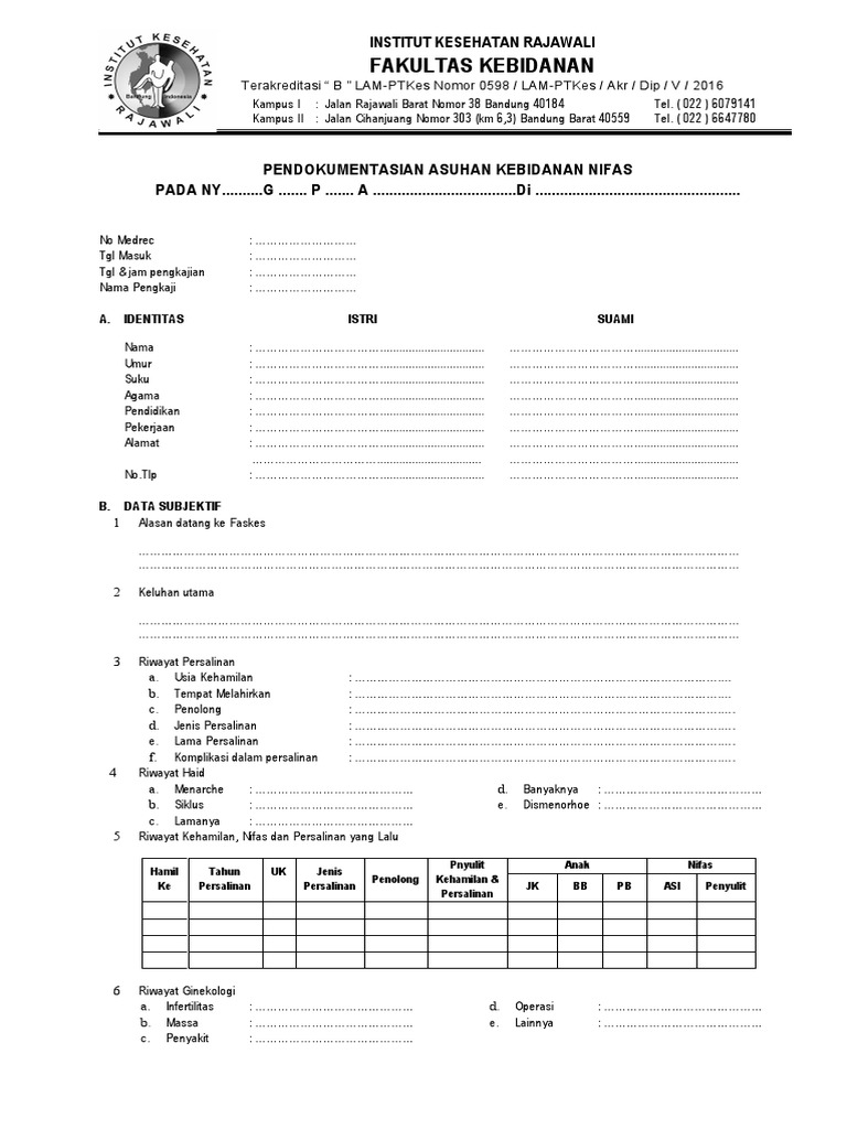 Contoh SOAP PNC Kebidanan Nifas | PDF | Griya & Taman