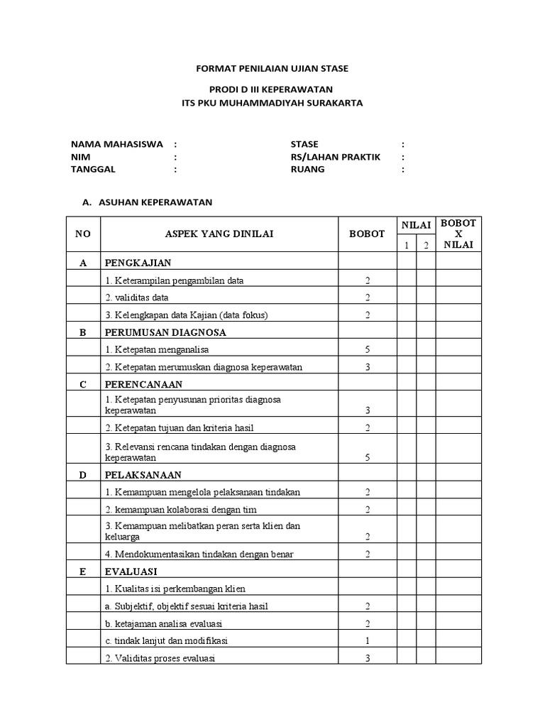 Format Penilaian Ujian Stase | PDF