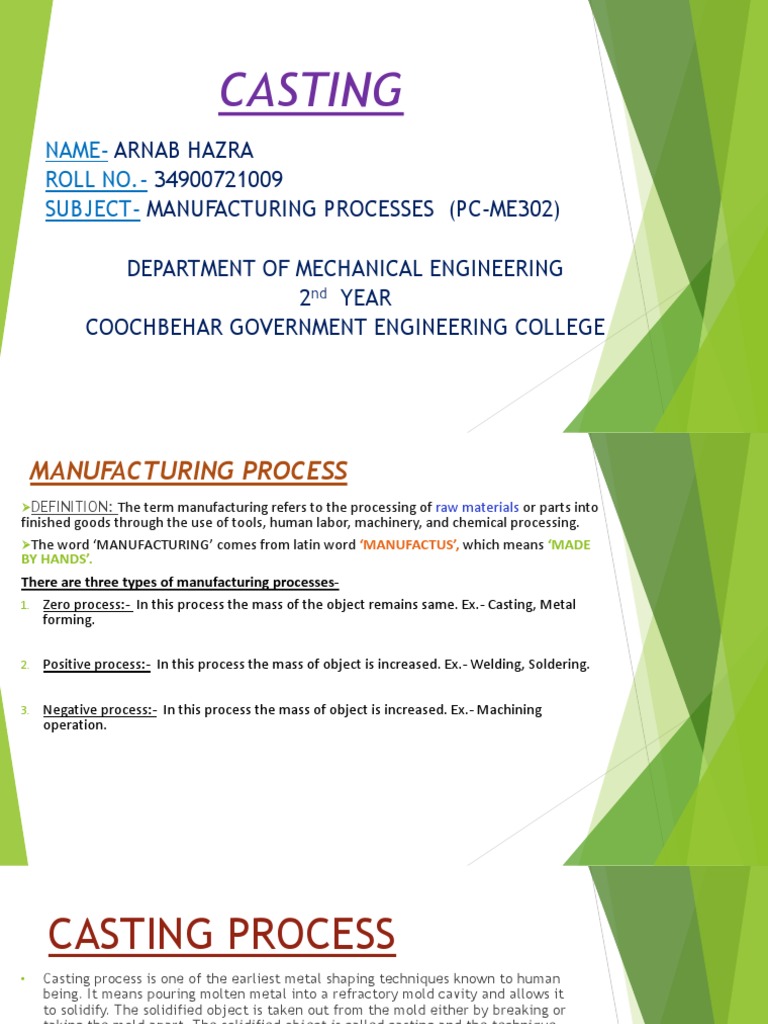 Casting Basics for Engineering Students | PDF | Casting (Metalworking ...