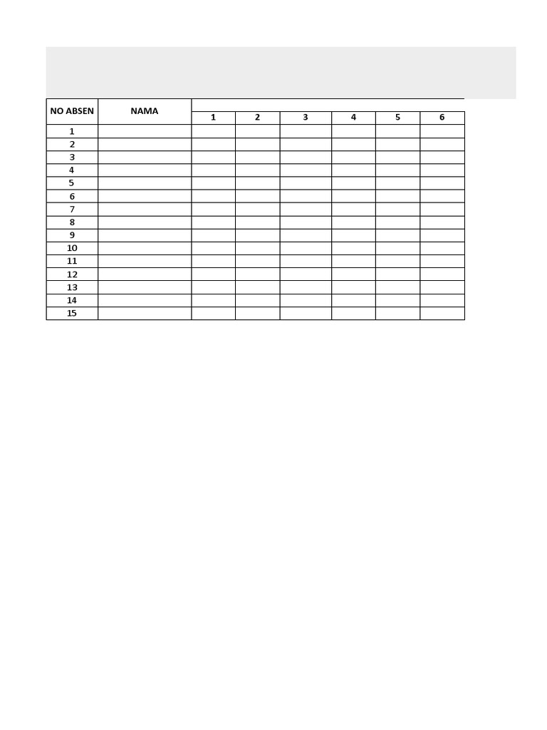 No Absen Nama Masuk 1 2 3 4 5 6: Data Absensi Bulan Agustus 2018 Bani Umar | PDF