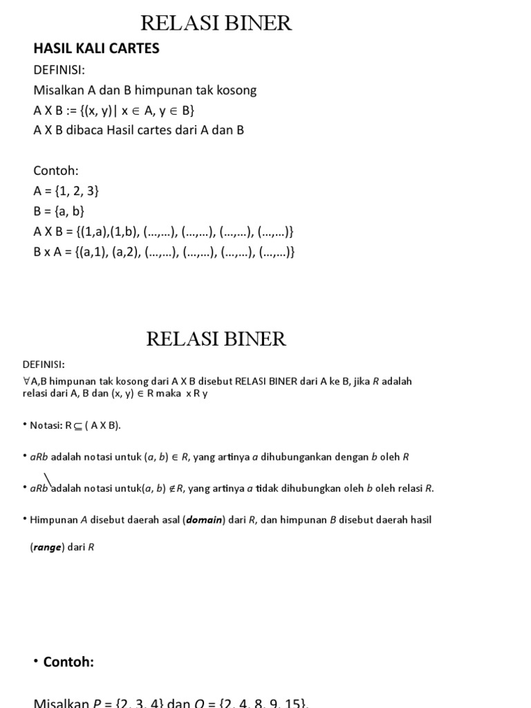 Materi Relasi Biner New | PDF | Metode & Bahan Ajar | Sains & Matematika