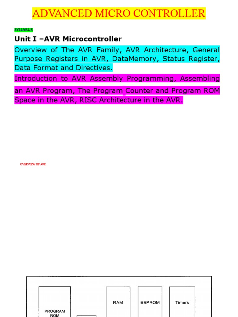 Advanced Micro Controller: Unit I - AVR Microcontroller | PDF | Central Processing Unit ...