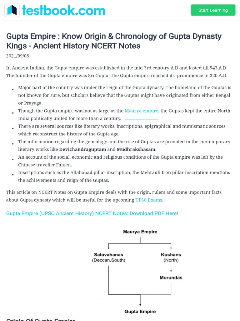 Ncert Notes Gupta Empire | PDF
