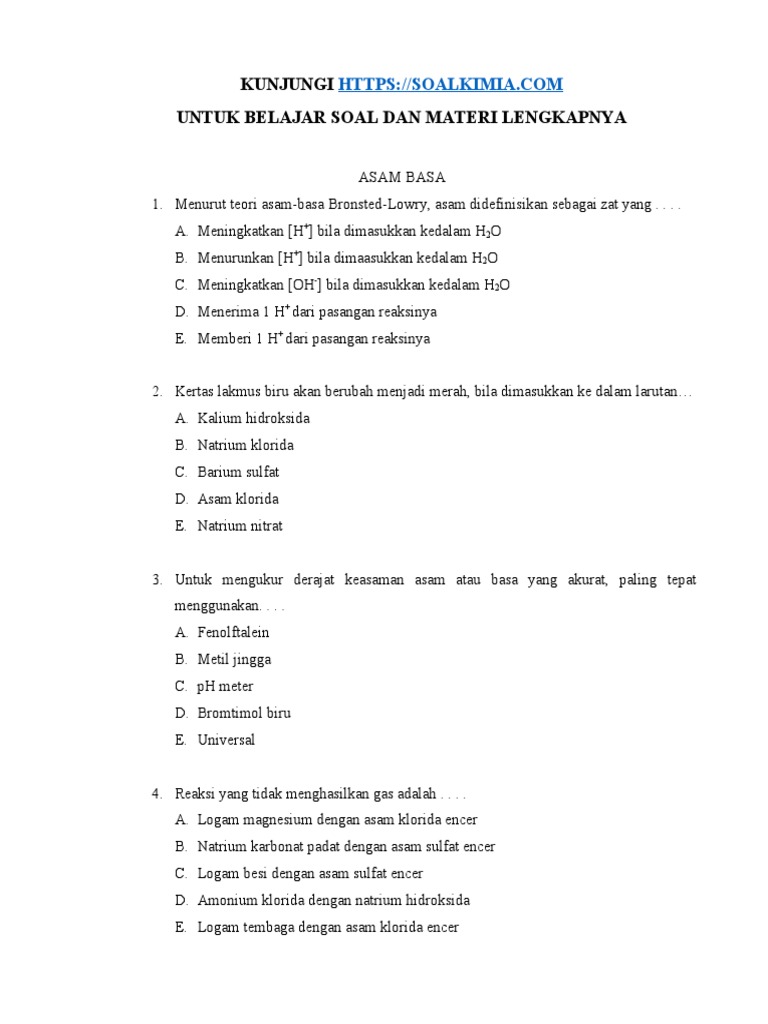 Soal Asam Basa Kelas XI | PDF