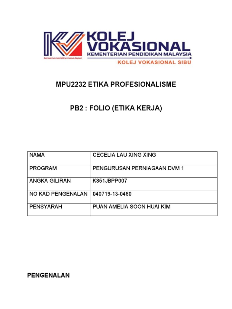Folio Etika Kerja | PDF