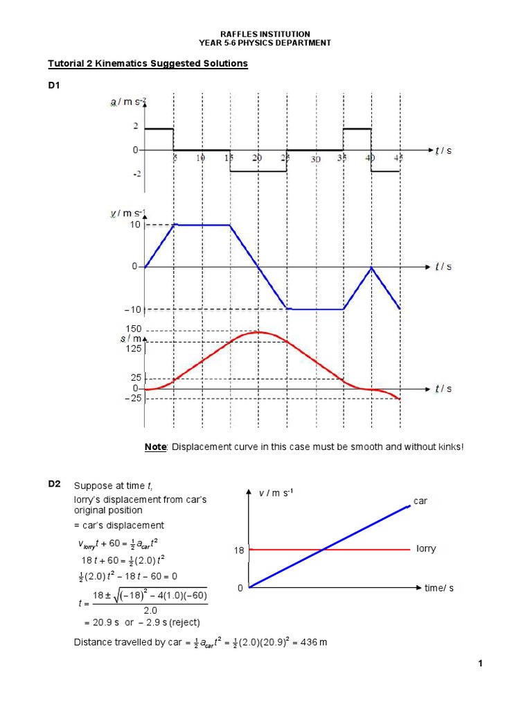 02 Kinematics Tutorial Solutions | PDF | Force | Acceleration