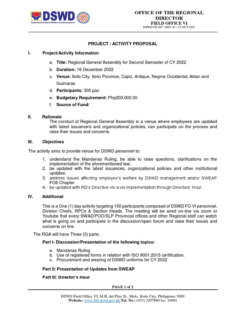 Rga Proposal 2ND Sem 2022 | PDF