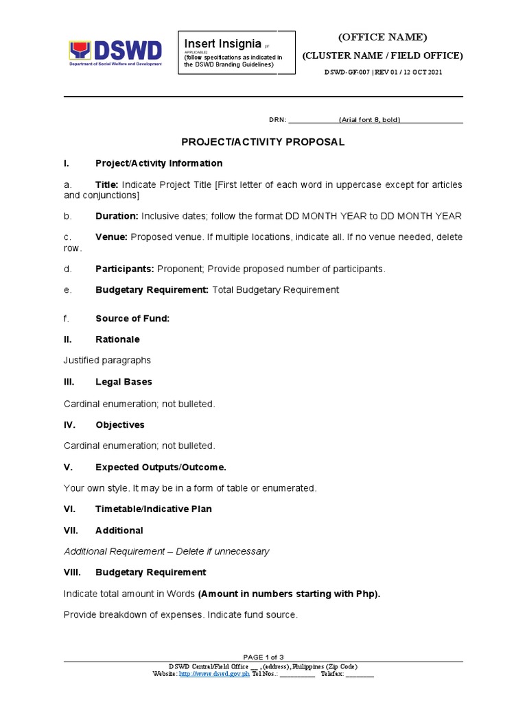 DSWD-GF-007 - Project Proposal | PDF
