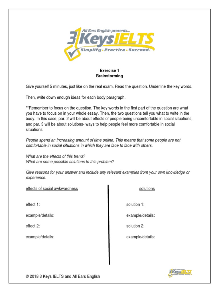 Writing Lesson 3 Task 2 Step 2 Problem Solution Practice Step 2 2020 | PDF