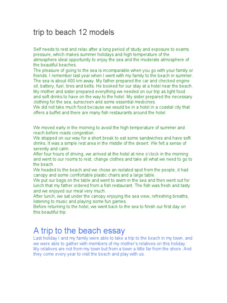A Trip To The Beach Essay | PDF | Sea | Beach
