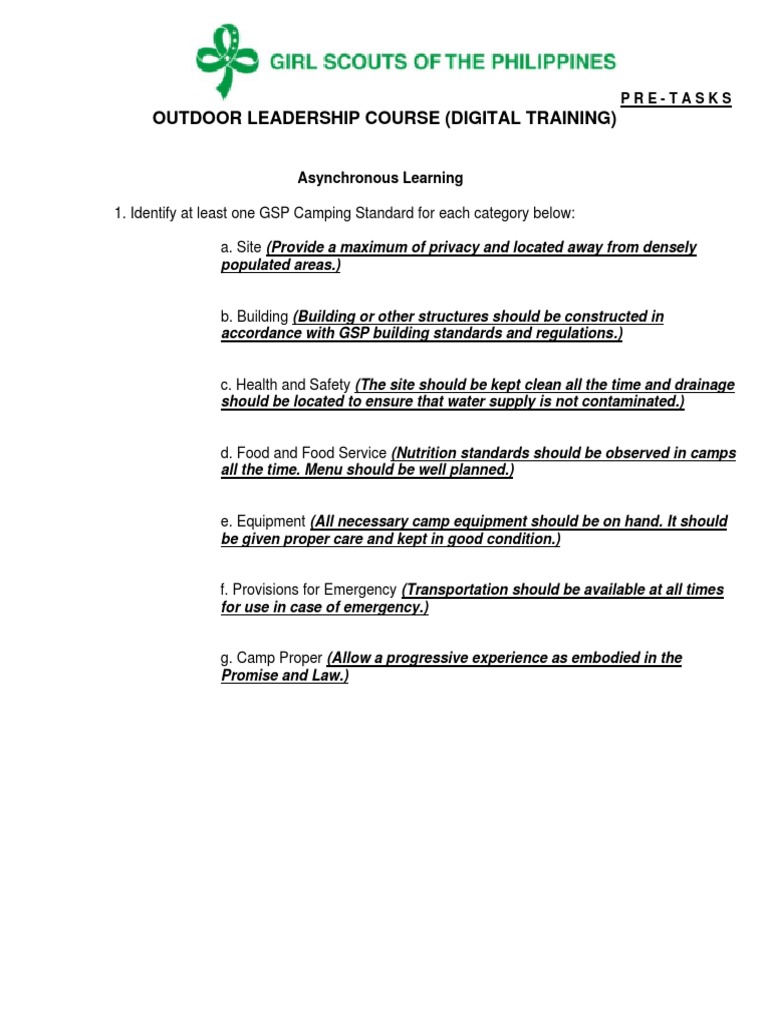 Angelu Baldovino - PRE-TASKS Outdoor Leadership Course (Digital Training) - National Level ...