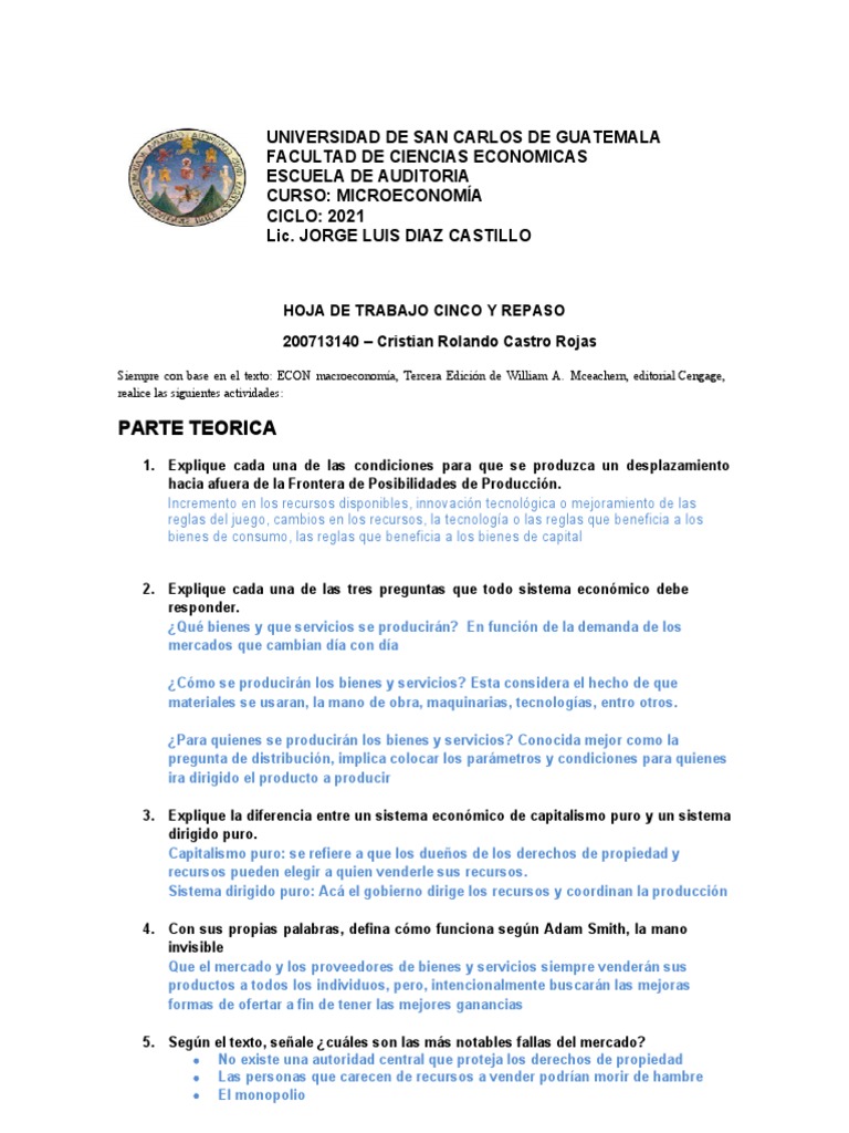 Microeconomia USAC CPA Hoja 5 | PDF | Mercado (economía) | Business