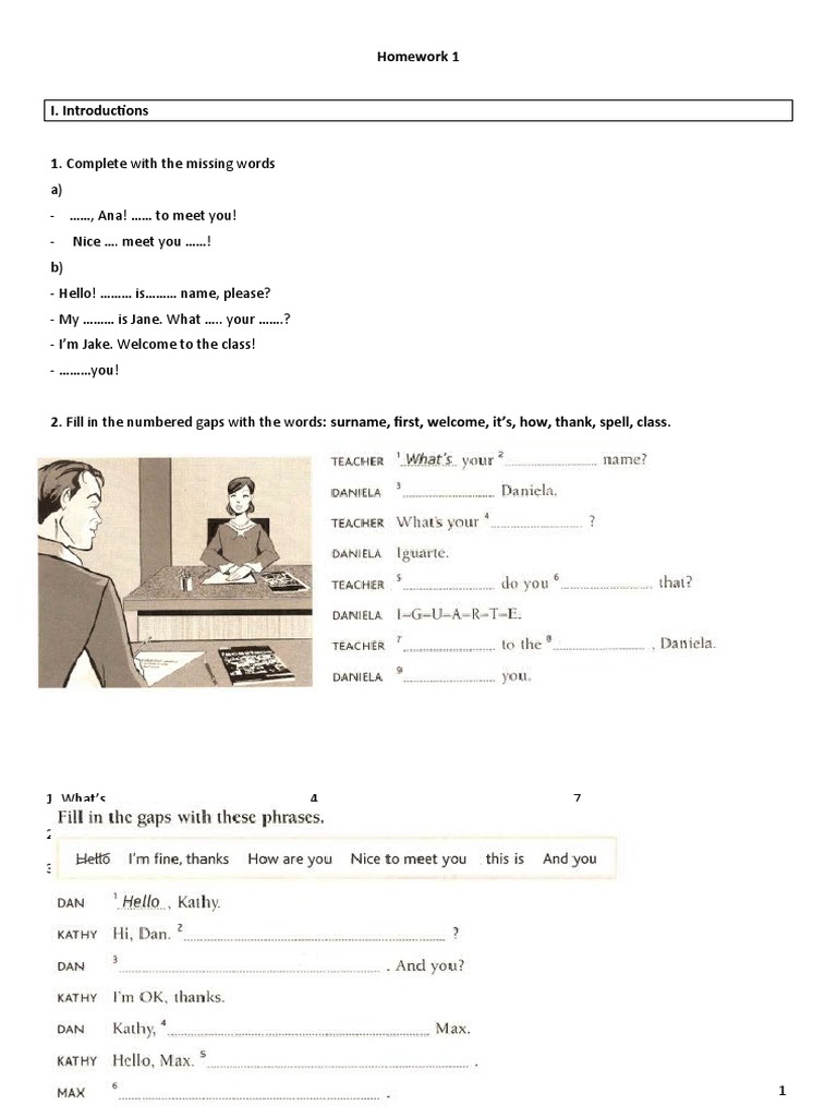 Lesson 1 Homework Hello, Goodbye, Colours, Days of The Week, Alphabet | PDF