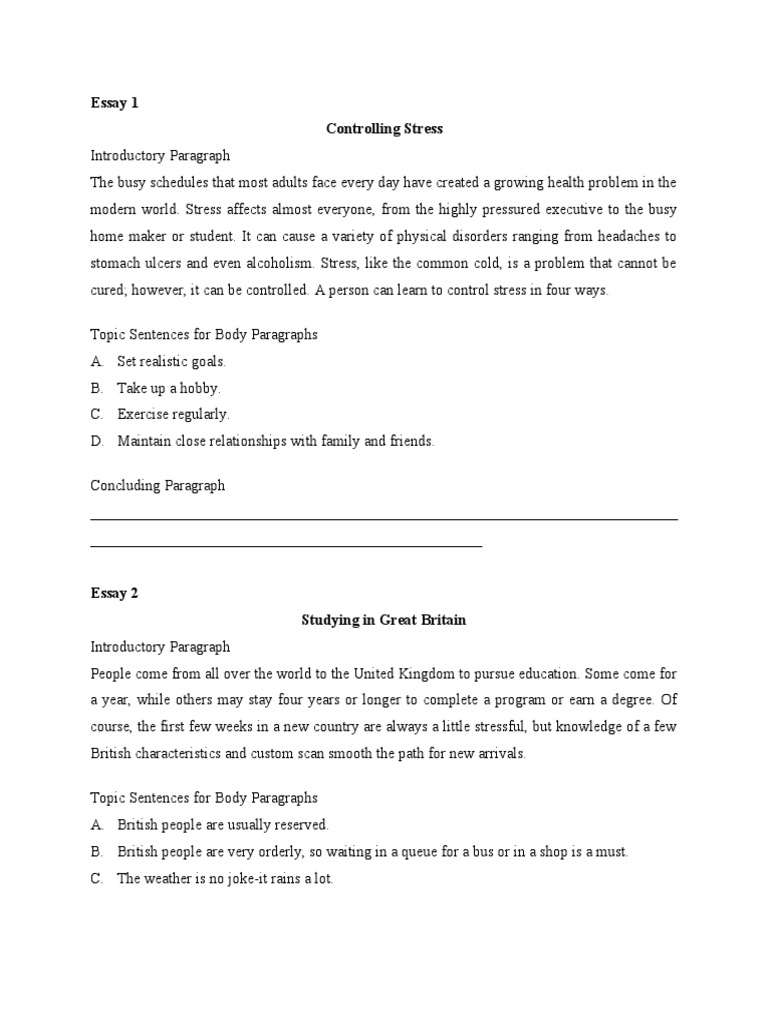 Exercises of Body Concluding Paragraphs | PDF