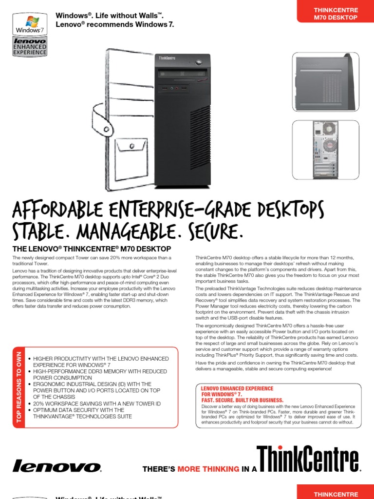 Think Centre M70 Datasheet | PDF | Computer Monitor | Lenovo