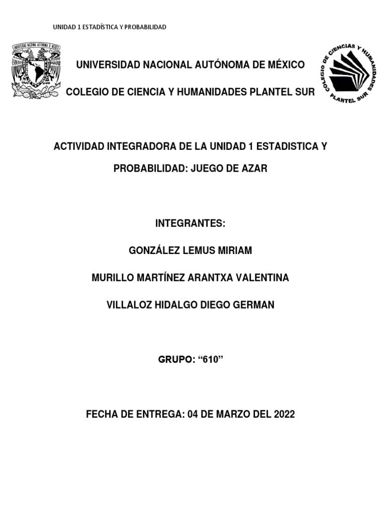 Actividad Integradora de La Unidad 1 de Estadística y Probabilidad II | PDF
