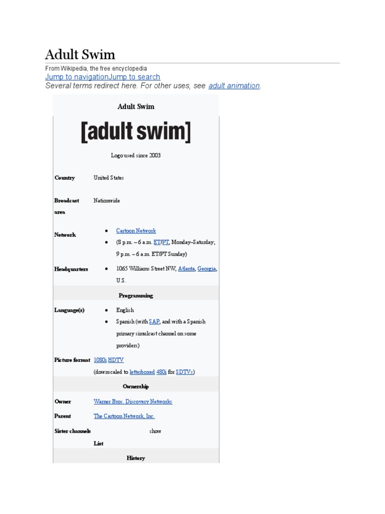 Adult Swim | PDF | Television | Entertainment