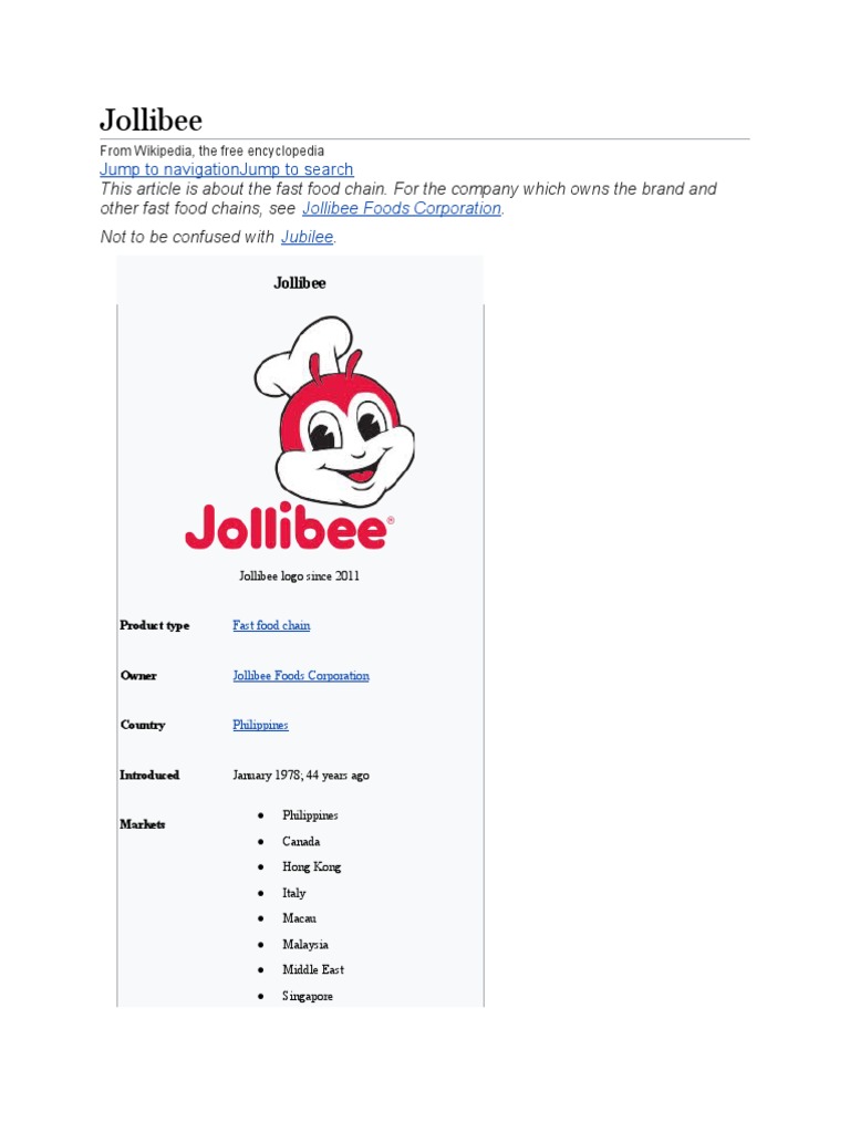 Jollibee | PDF | Fast Food | Cuisine
