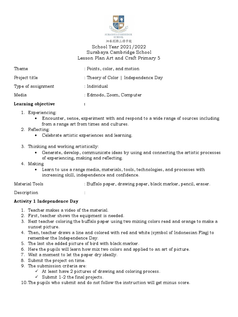 Lesson Plan P4 2021-2022 | PDF | Lesson Plan | Learning