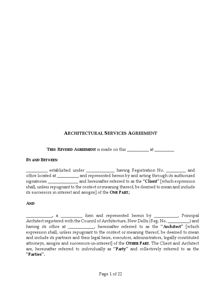 A Comprehensive Agreement for Architectural Services on a Proposed ...