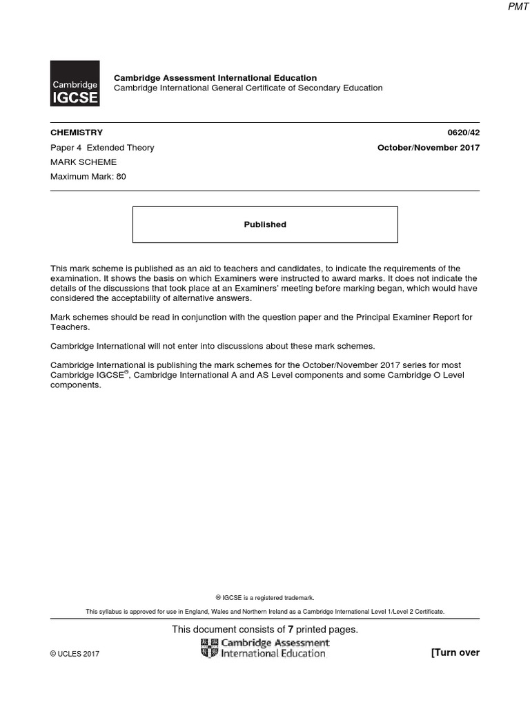 November 2017 (v2) MS - Paper 4 CIE Chemistry IGCSE | PDF | Acid ...
