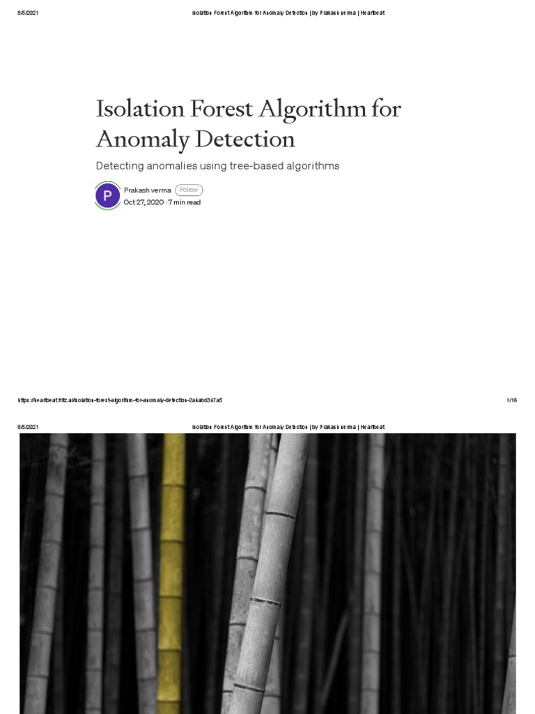 Isolation Forest Algorithm For Anomaly Detection Pdf Cybernetics