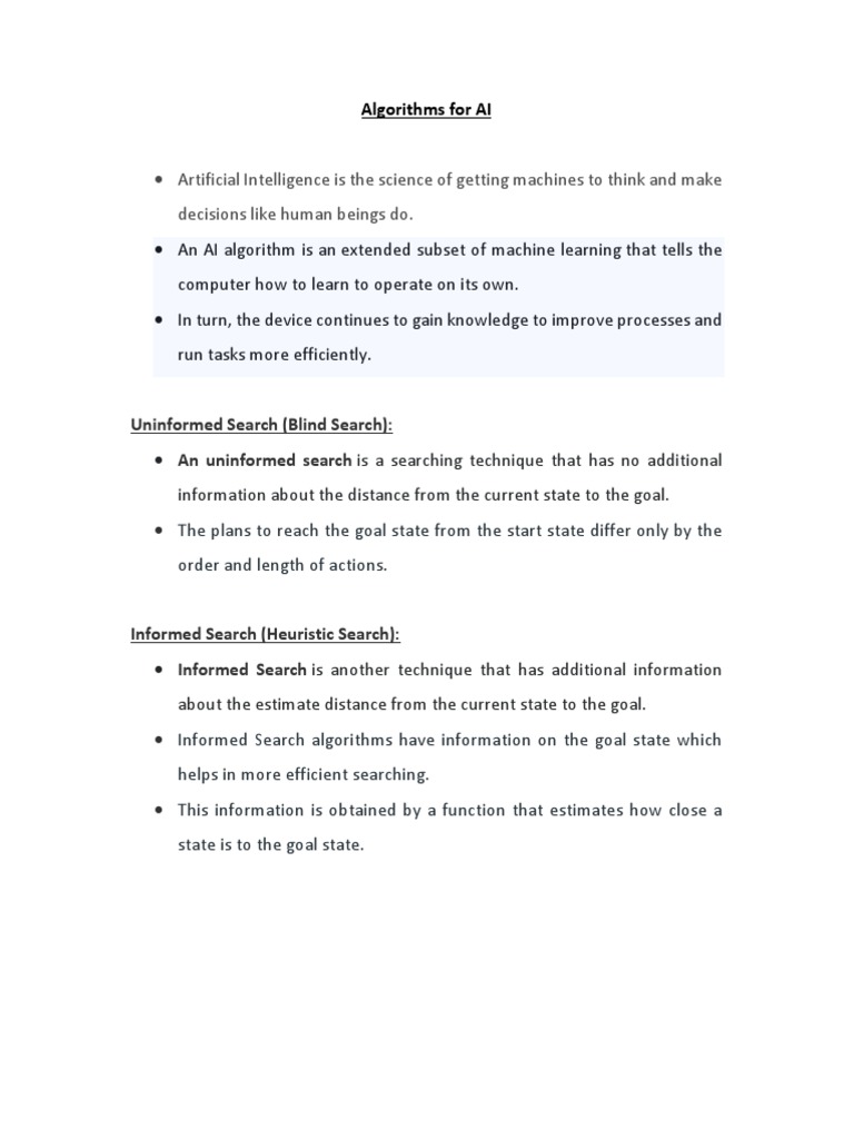 AI Search Algorithms Explained | PDF | Artificial Intelligence | Intelligence (AI) & Semantics