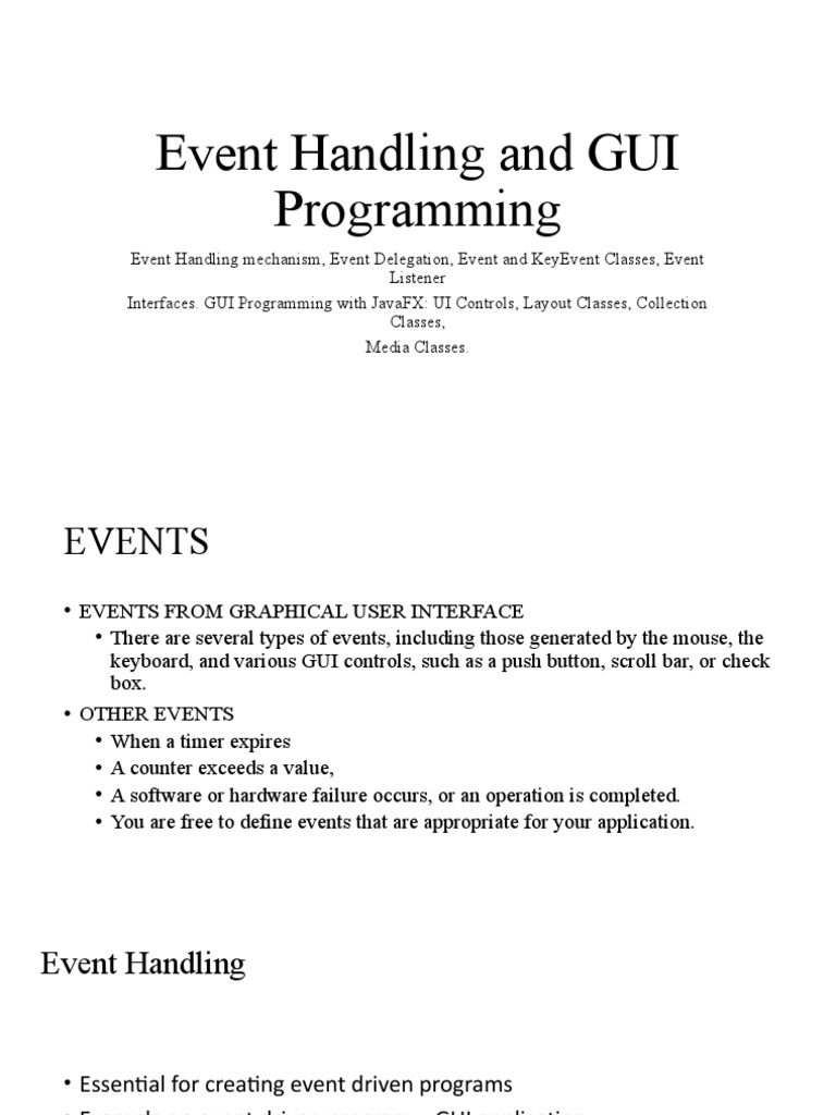 Event Handling And Gui Programming Pdf Class Computer Programming Graphical User Interfaces 