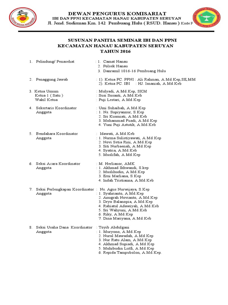 Susunan Panitia Seminar | PDF