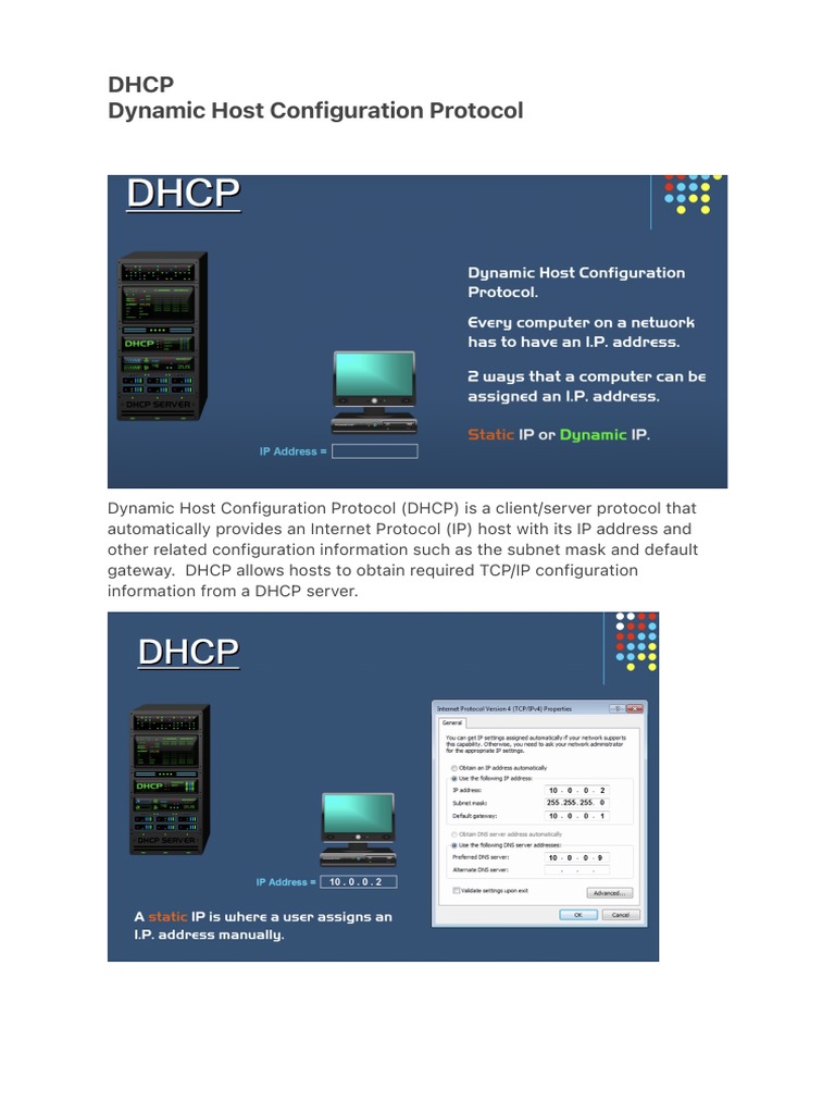 DHCP Dynamic Host Configuration Protocol | PDF | Ip Address | Computer Network