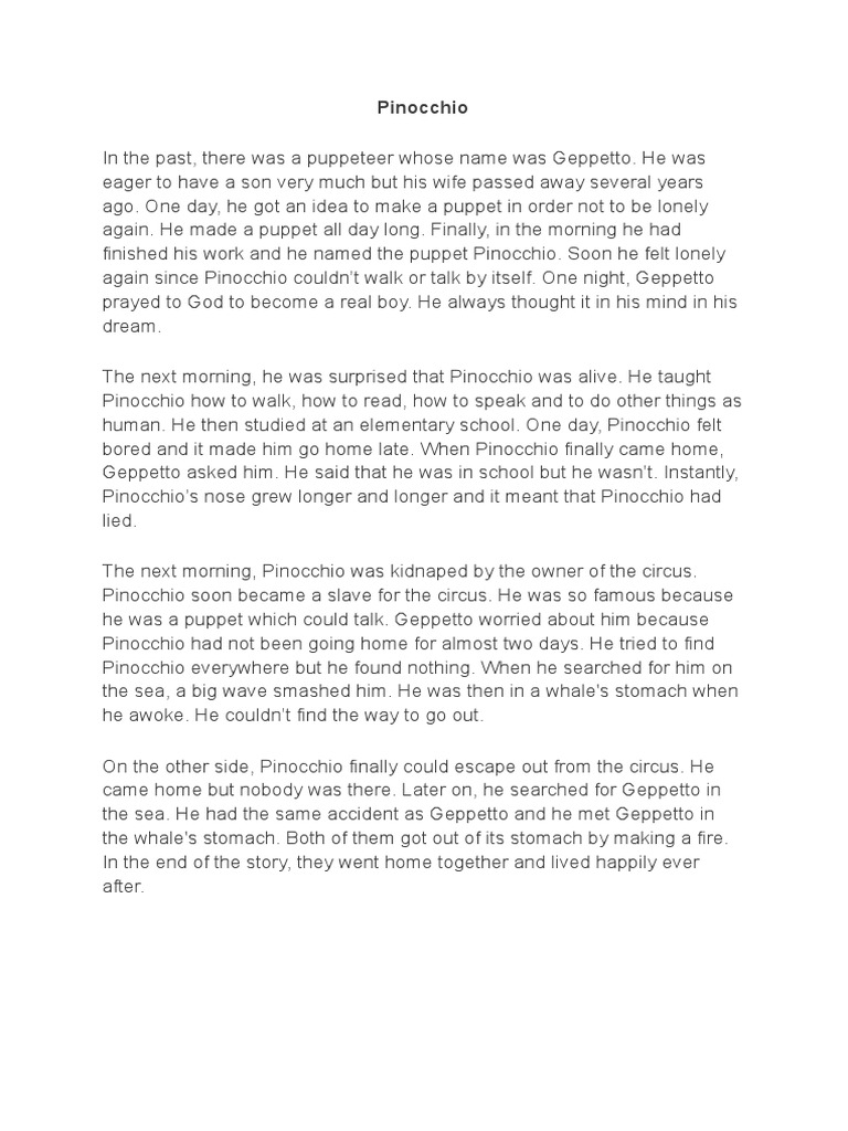 Narrative Text-Pinocchio | PDF | Pinocchio | Fictional Dolls And Dummies