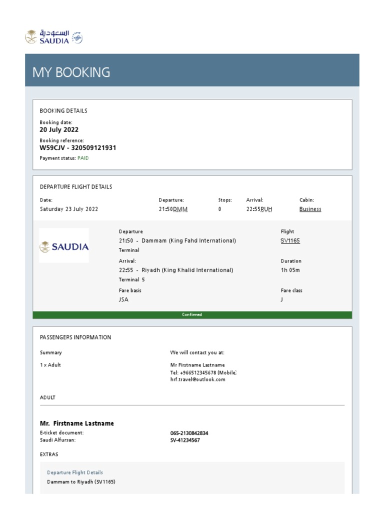 My Booking - Sample | Download Free PDF | Fee | Civil Aviation