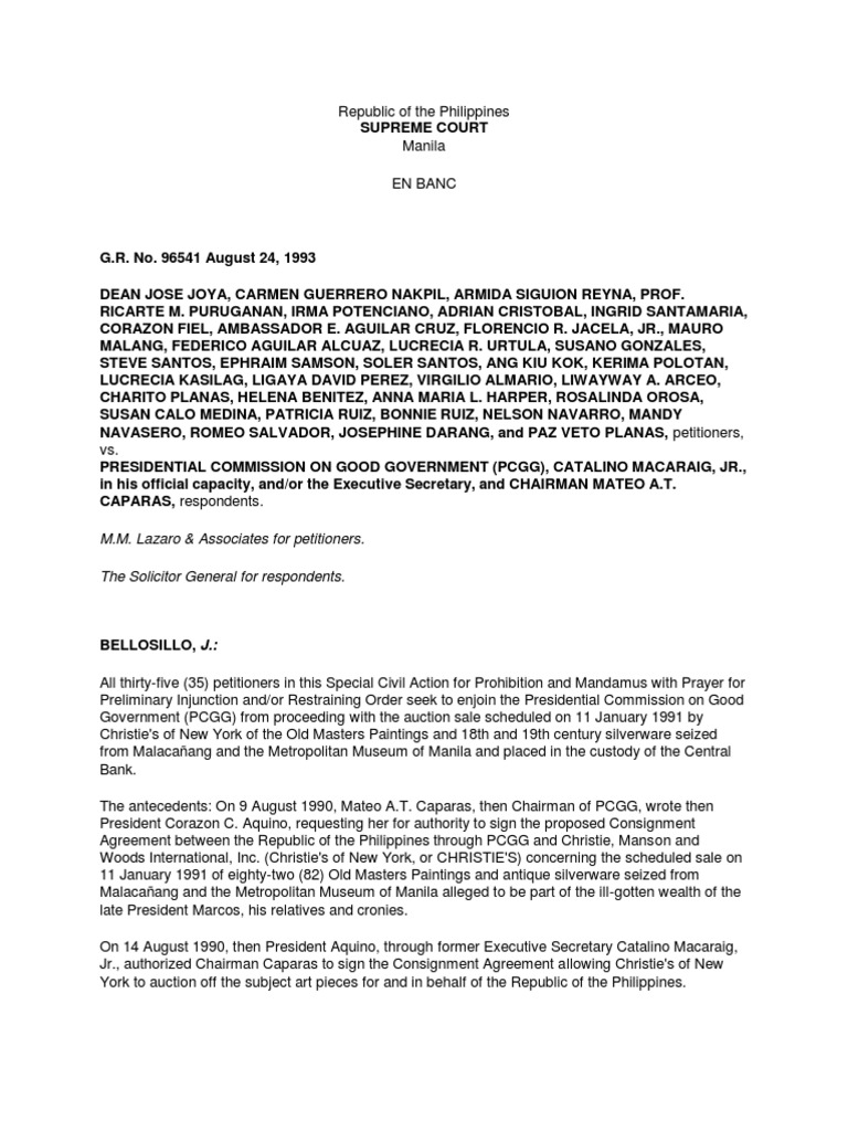 Joya v. PCGG, 225 SCRA 568, 1993 | PDF | Politics | Law