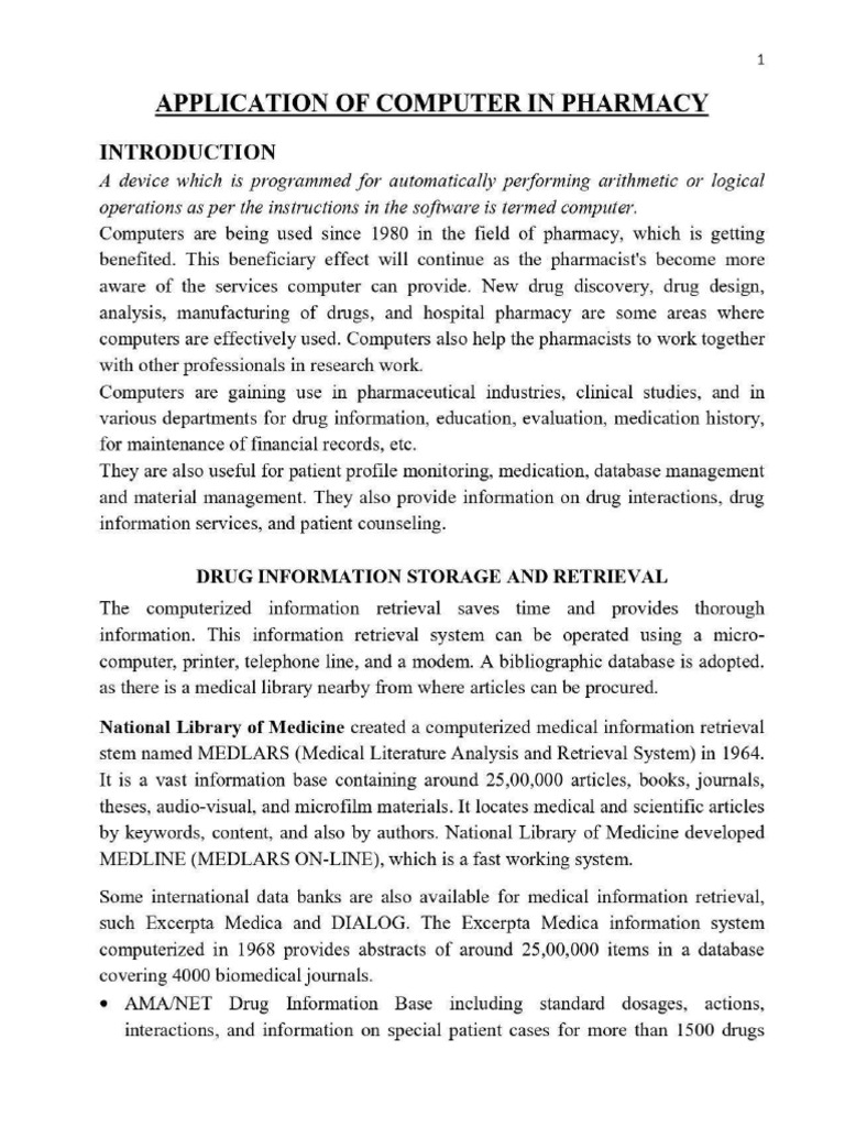 03 Computer Applications in Pharmacy Full Unit III | PDF