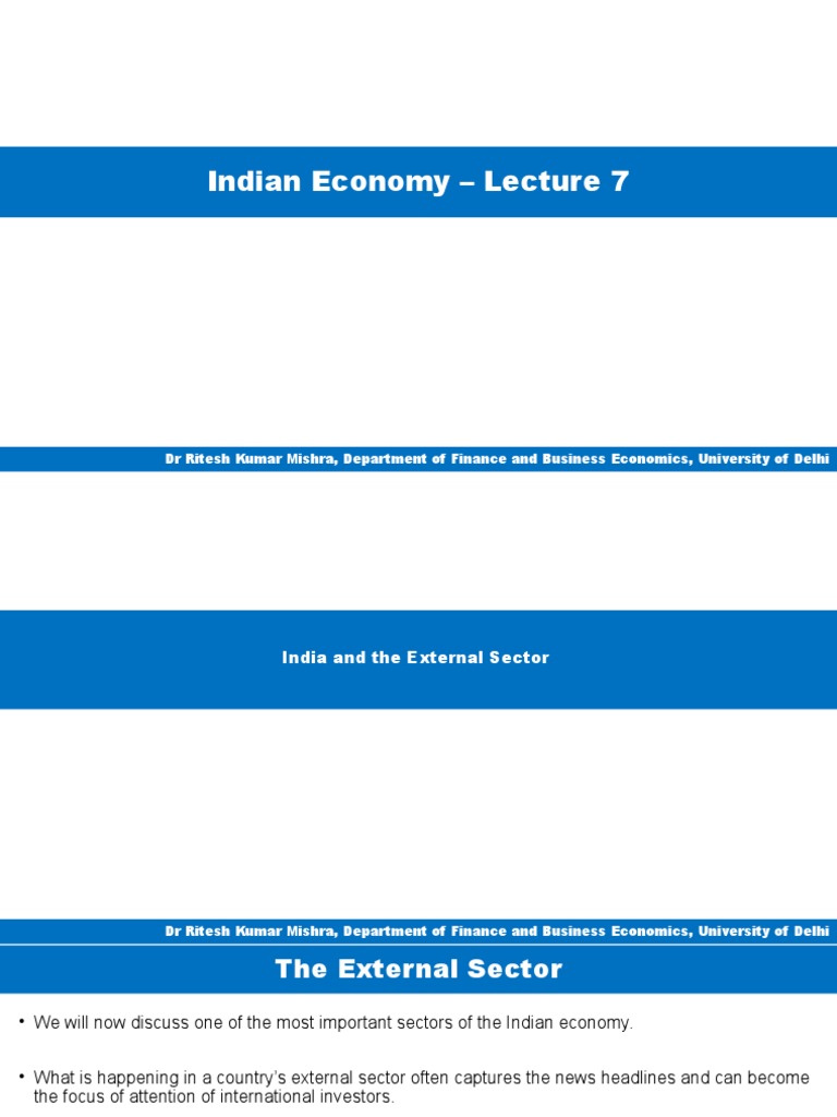 Indian Economy-IIML-Lect 7 | PDF | Balance Of Payments | Debits And Credits