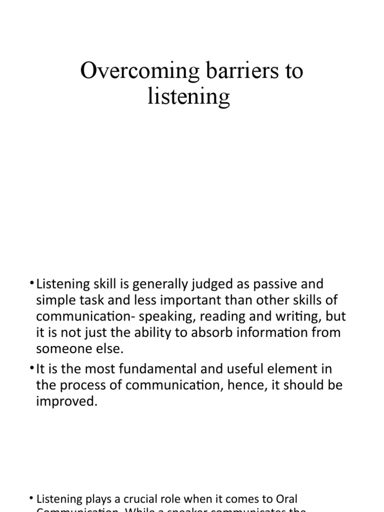 Overcoming Listening Barriers | PDF | Cognitive Psychology | Cognitive ...
