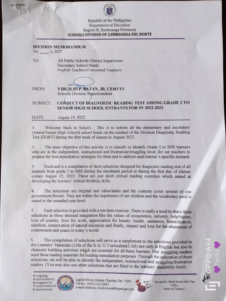 Diagnostic Reading Test 2022 | PDF