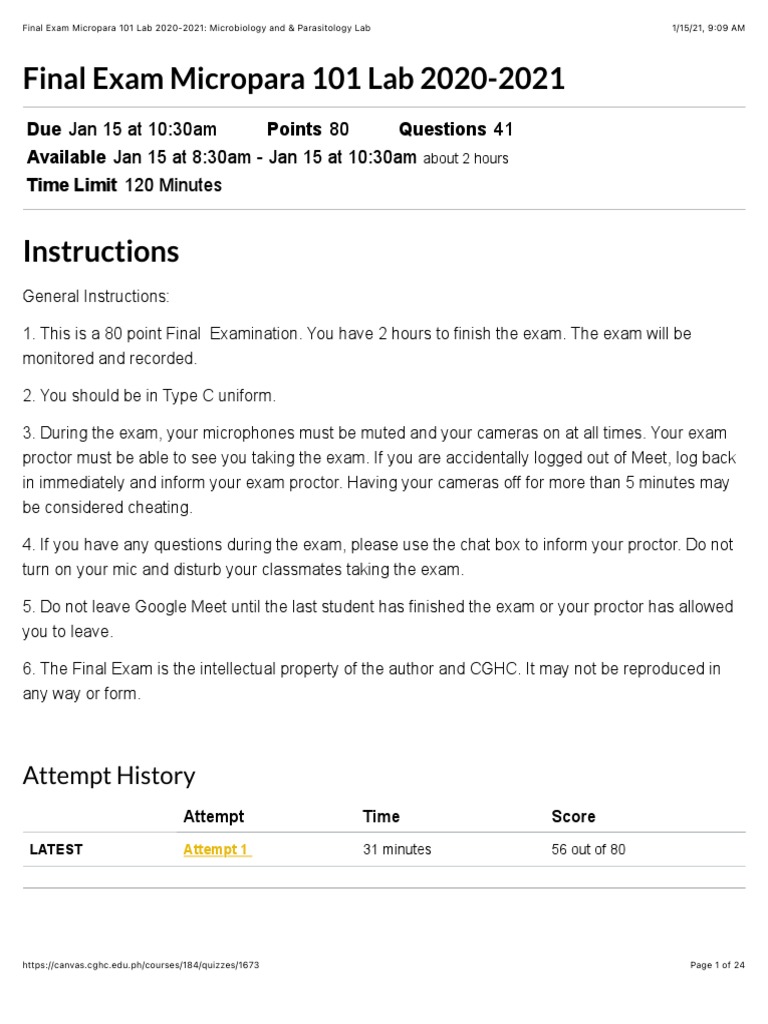 Final Exam Micropara 101 Lab 2020 2021 Microbiology and Parasitology Lab.pdf | PDF | Virus ...