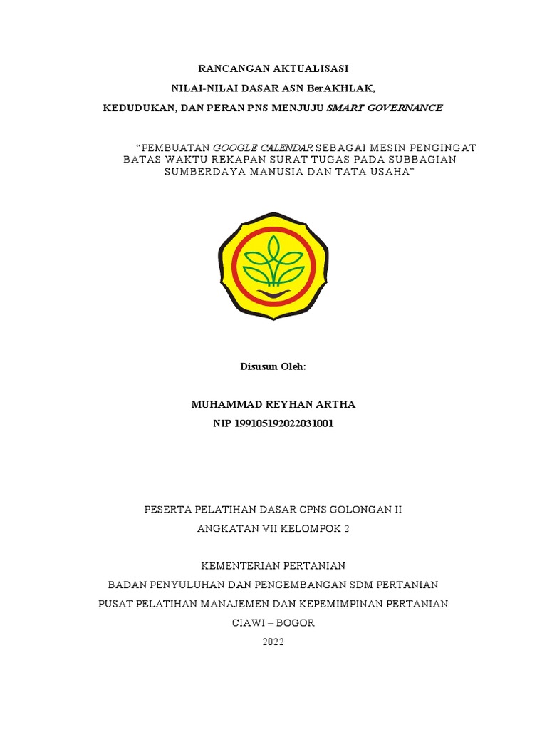 Rancangan Aktualisasi Muhammad Reyhan Artha - VIII - 2 | PDF