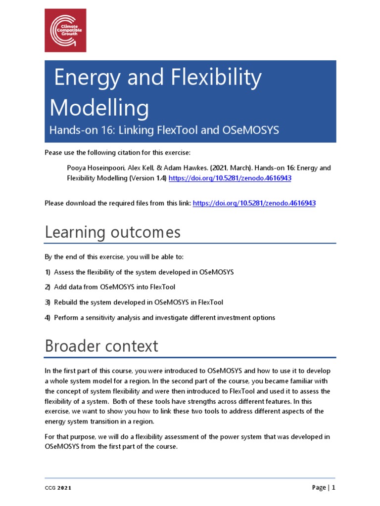 Energy and Flexibility Modelling: Learning Outcomes | PDF | Electrical ...