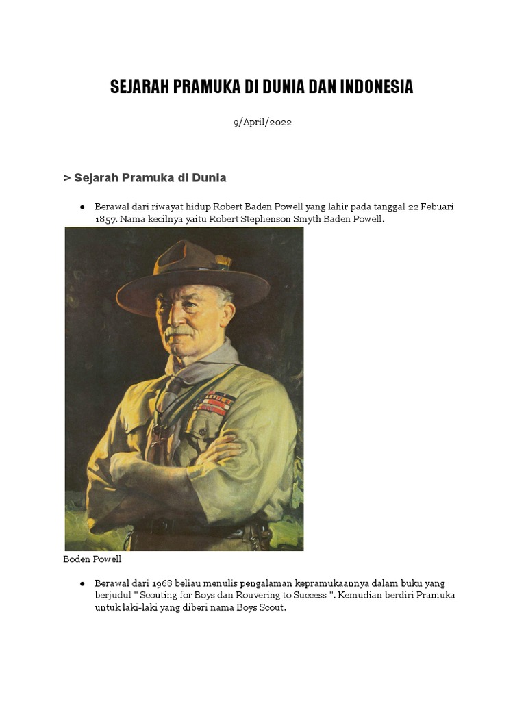 Materi Pramuka Sejarah Pramuka Di Dunia Dan Indonesia | PDF