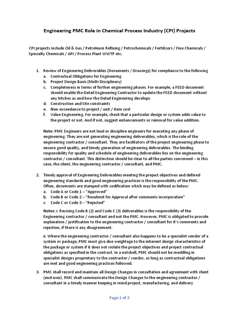 Difference Between PMC & Engineering Contractor | PDF | Consultant ...