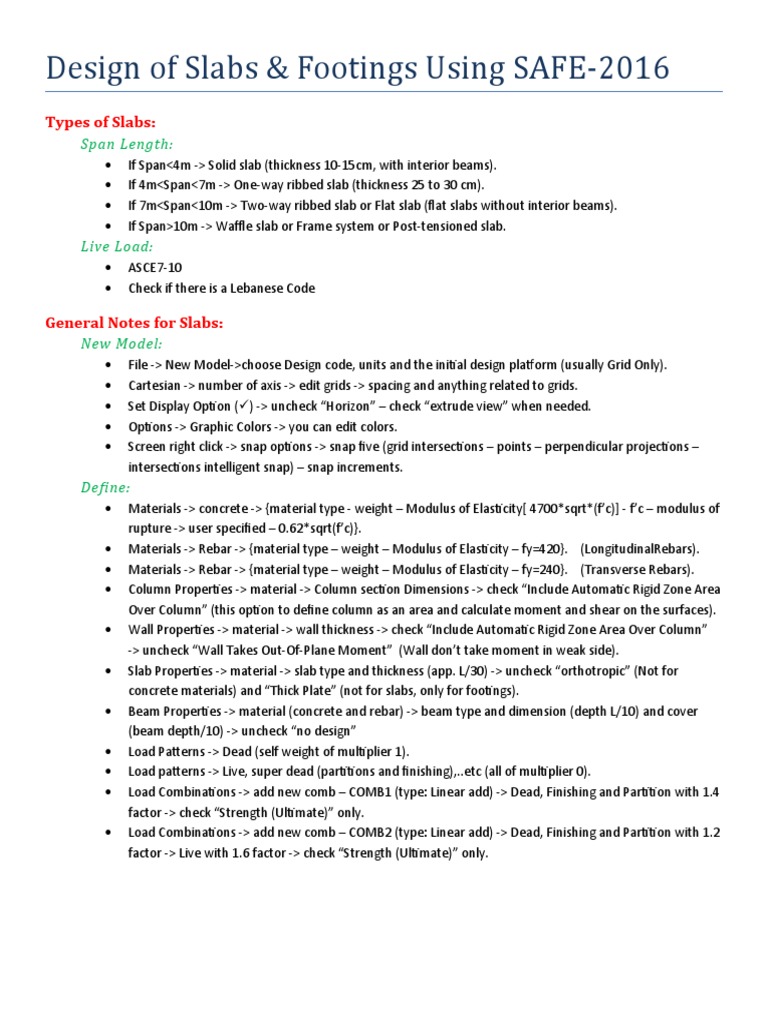 Design of Slabs & Footings Using SAFE-2016 | PDF | Beam (Structure ...