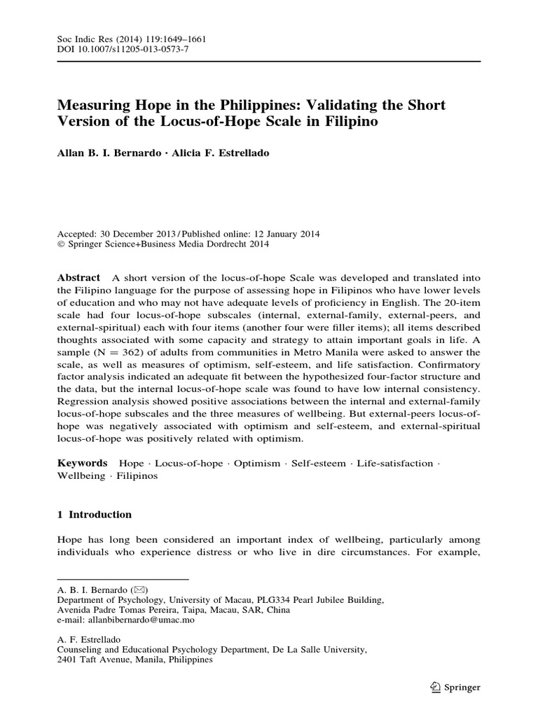 Hope in Filipino | PDF | Hope | Self Esteem