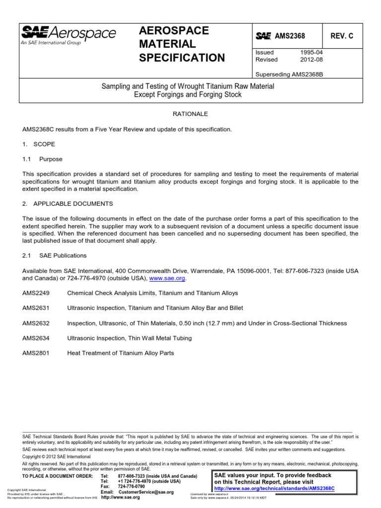 Sae Ams2368c | Download Free PDF | Titanium | Specification (Technical ...