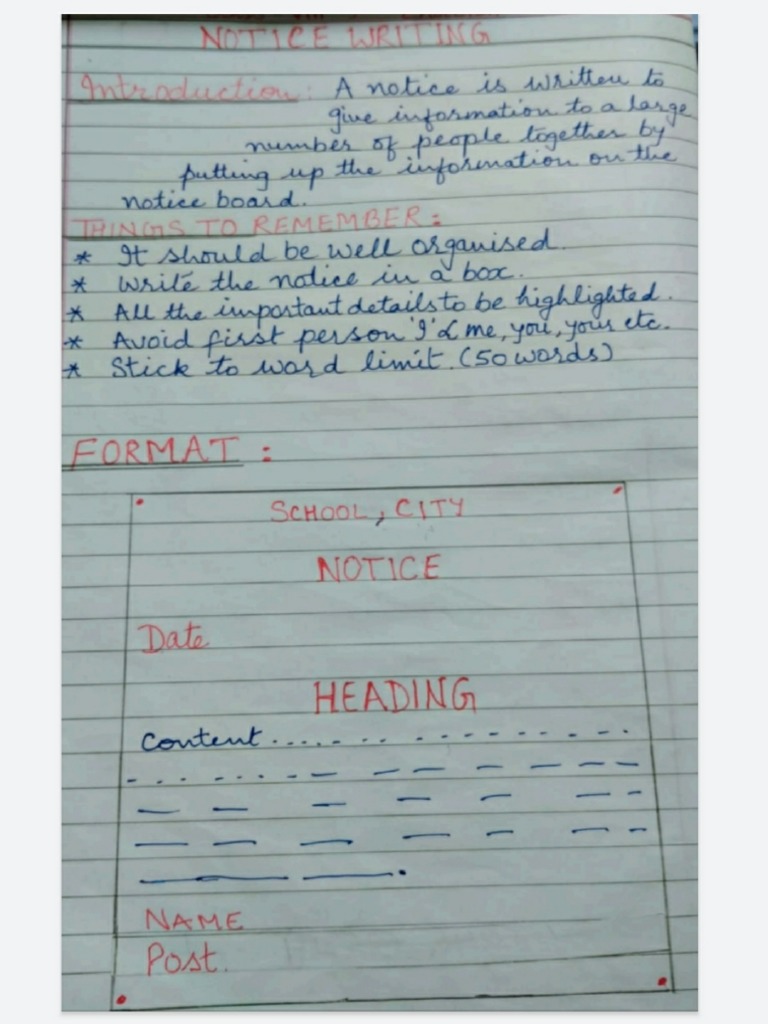 Notice Writing (Class Viii) | PDF