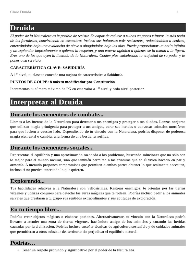 Guía de la Clase Druida | PDF | Naturaleza | Incendios