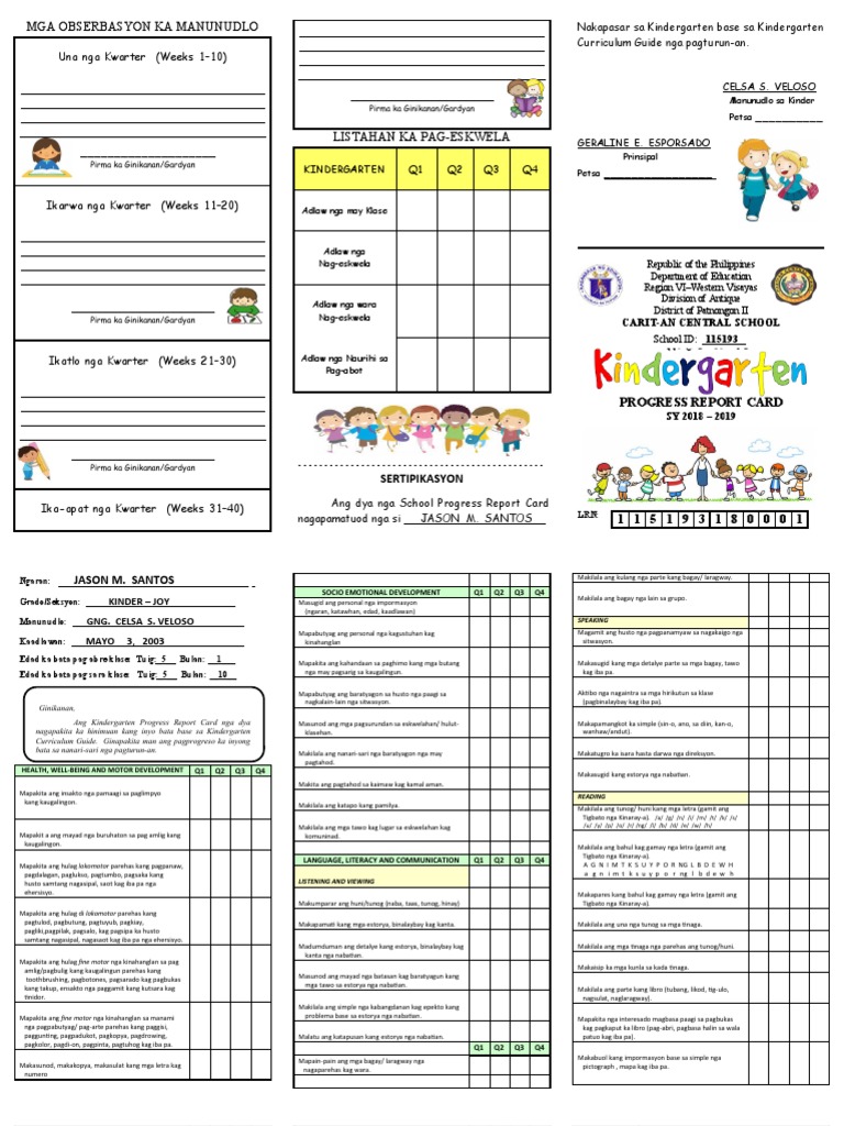 CCS Kinder Progress Report Card | PDF