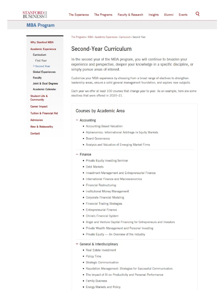 Second Year Curriculum | PDF